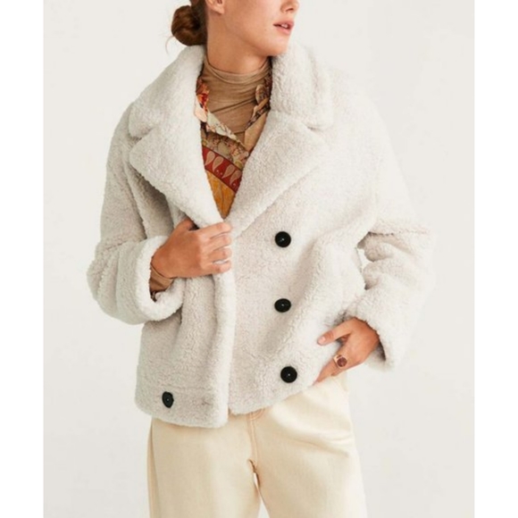 Mango | Jackets & Coats | Mango Double Breasted Short Teddy Jacket ...